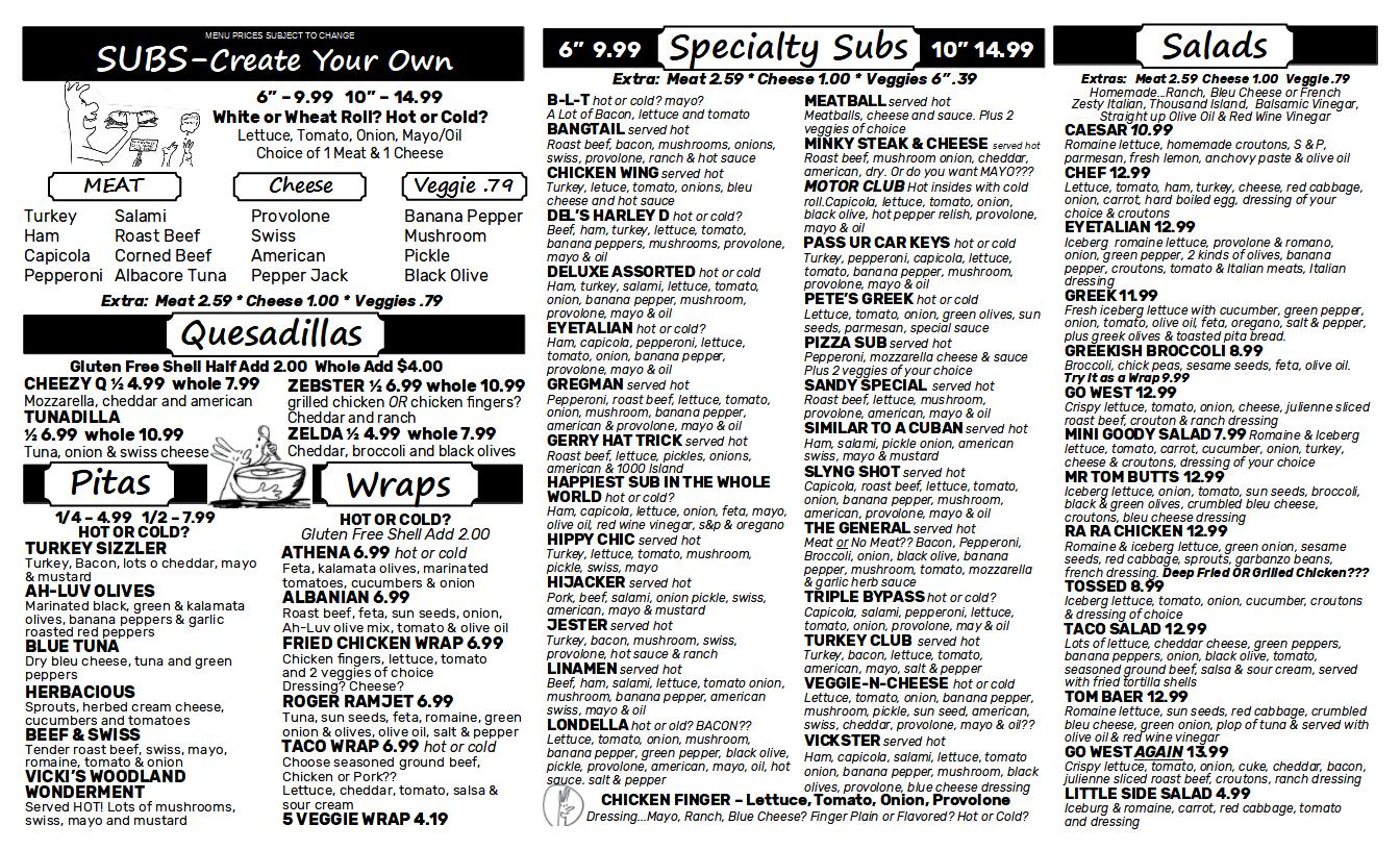 Menu 2 – Ashville General Store