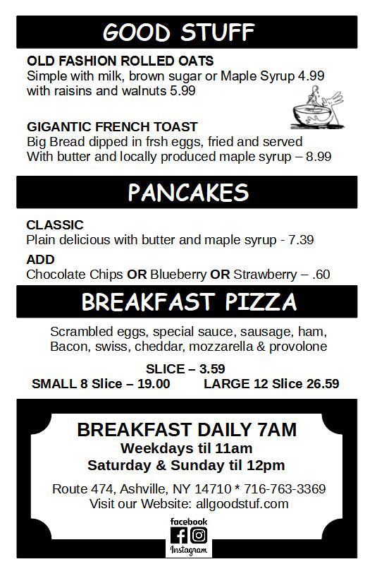 Menu 2 – Ashville General Store