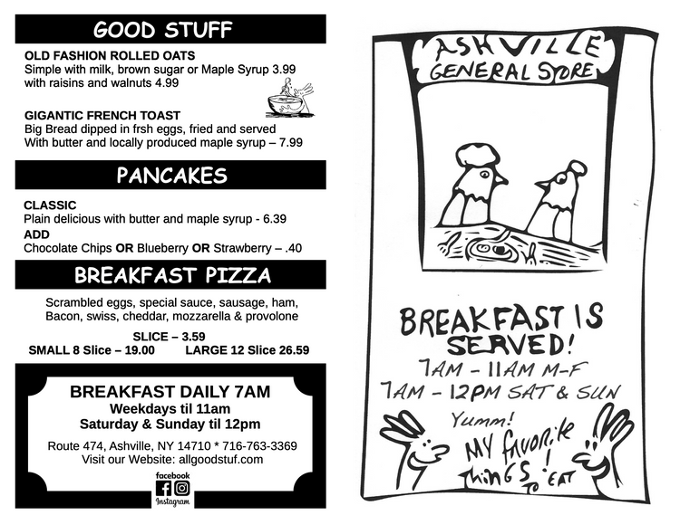 Menu – Ashville General Store