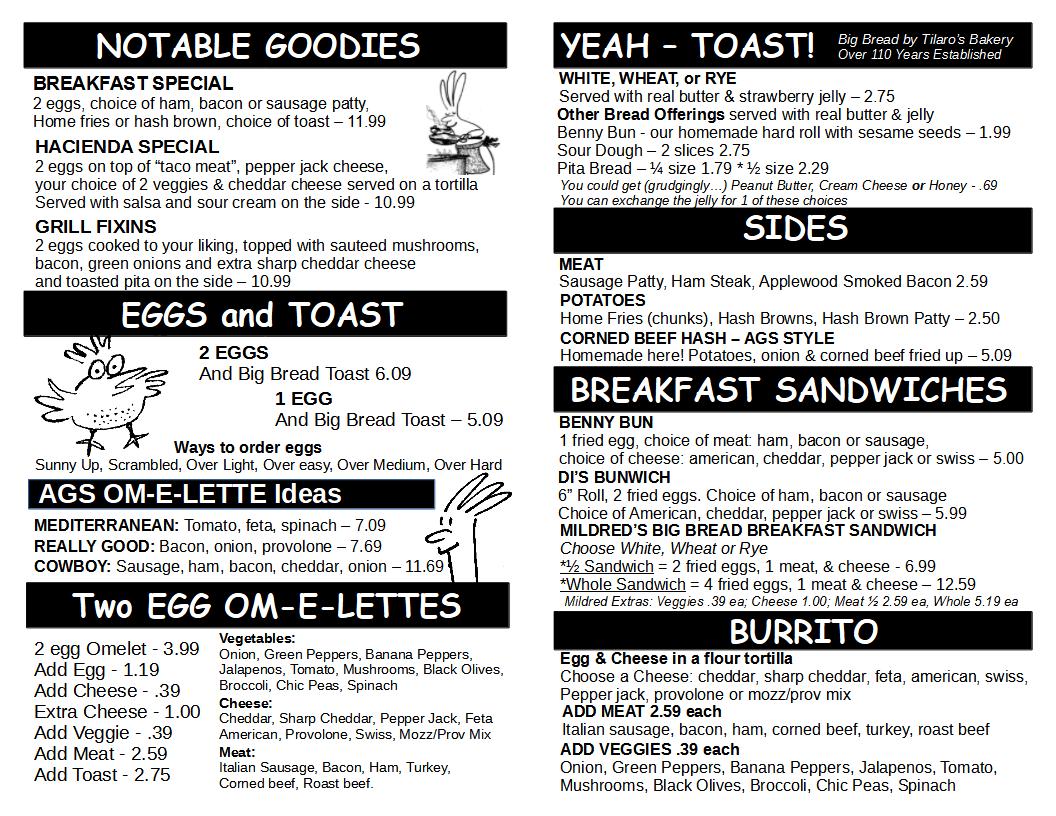 Menu 2 – Ashville General Store