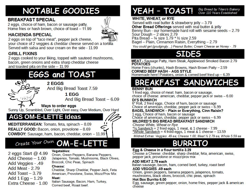 Menu 2 – Ashville General Store