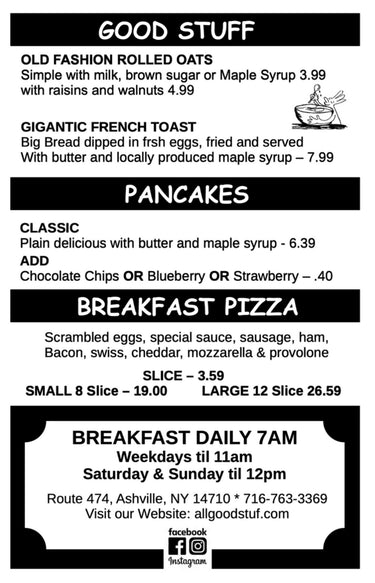 Menu – Ashville General Store