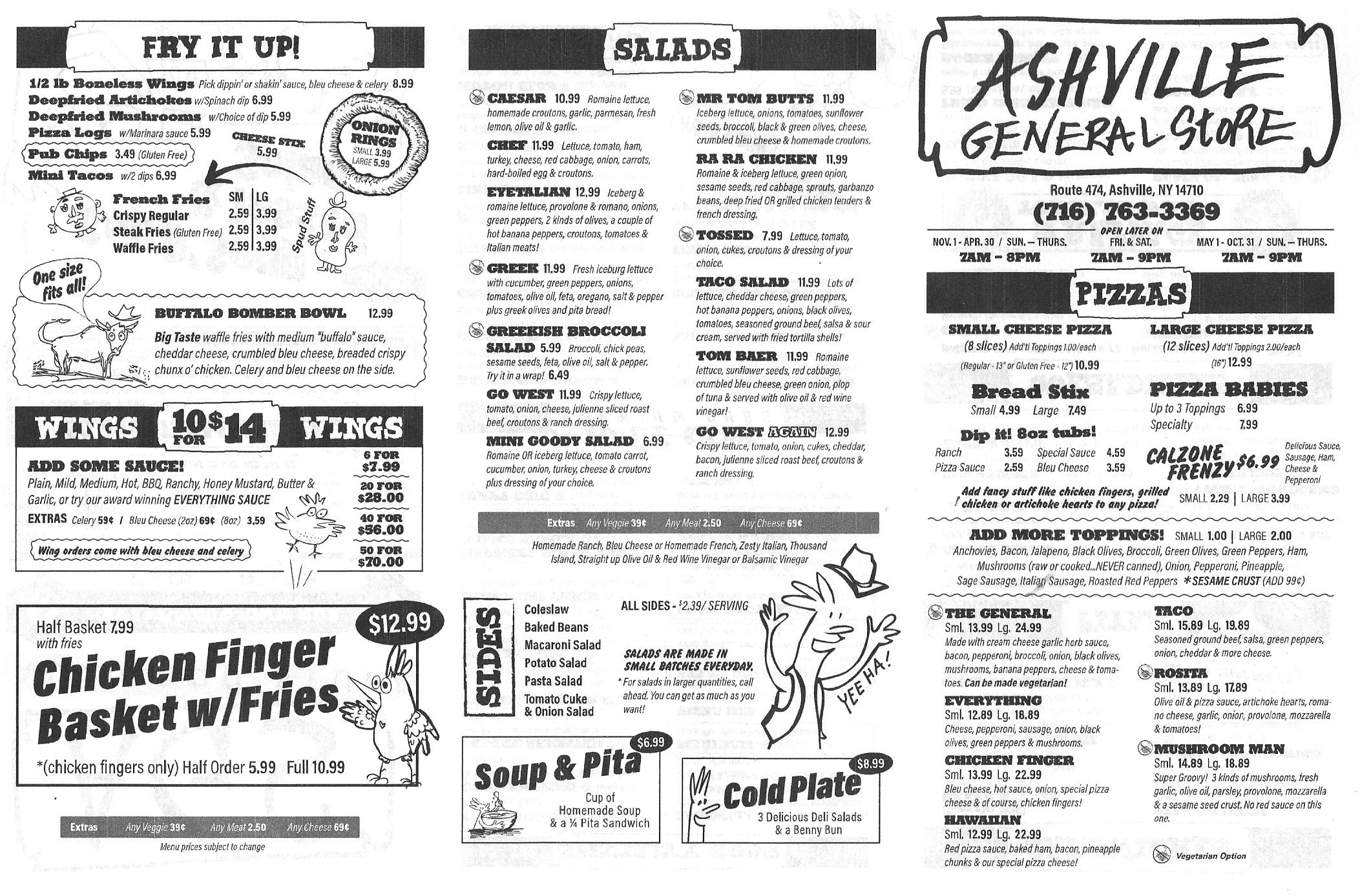Menu 2 – Ashville General Store
