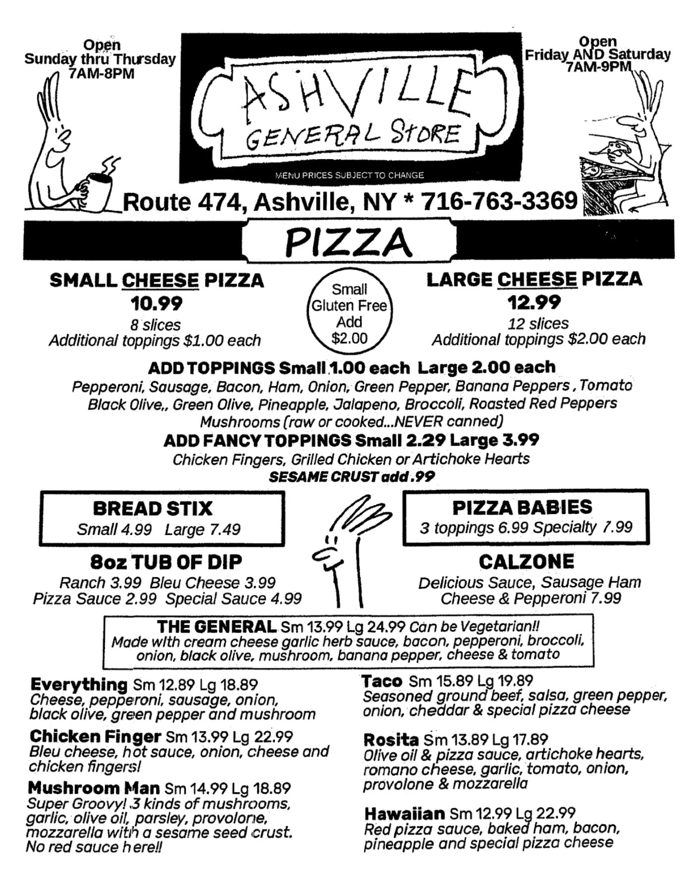 Menu – Ashville General Store